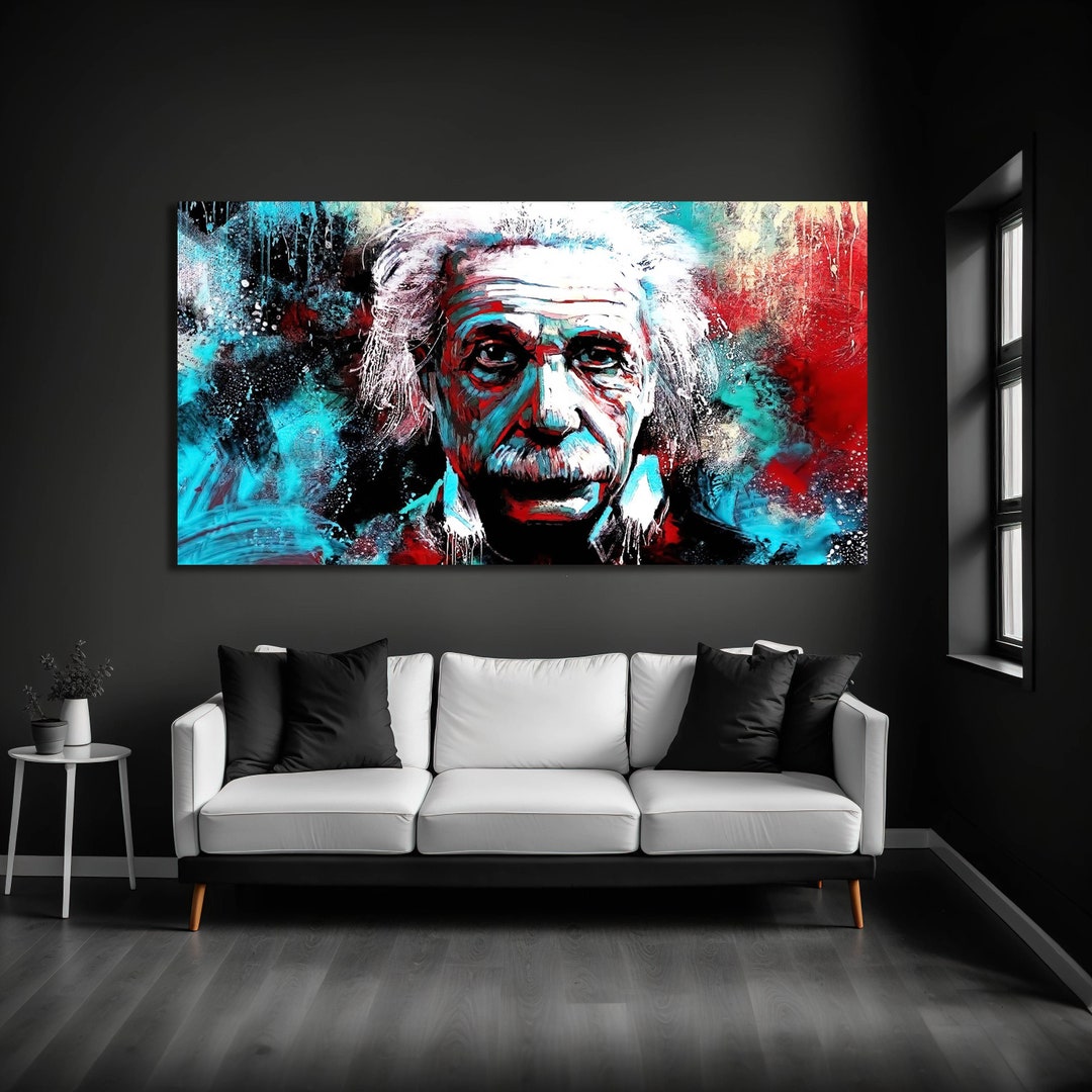 Lienzo de Albert Einstein: Arte mural de graffitis, enmarcado y listo ...