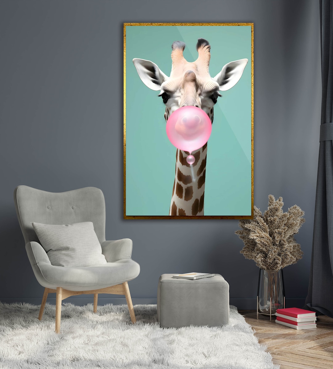 Giraffe Blowing Bubble Gum Printable Art Nursery Safari - Etsy