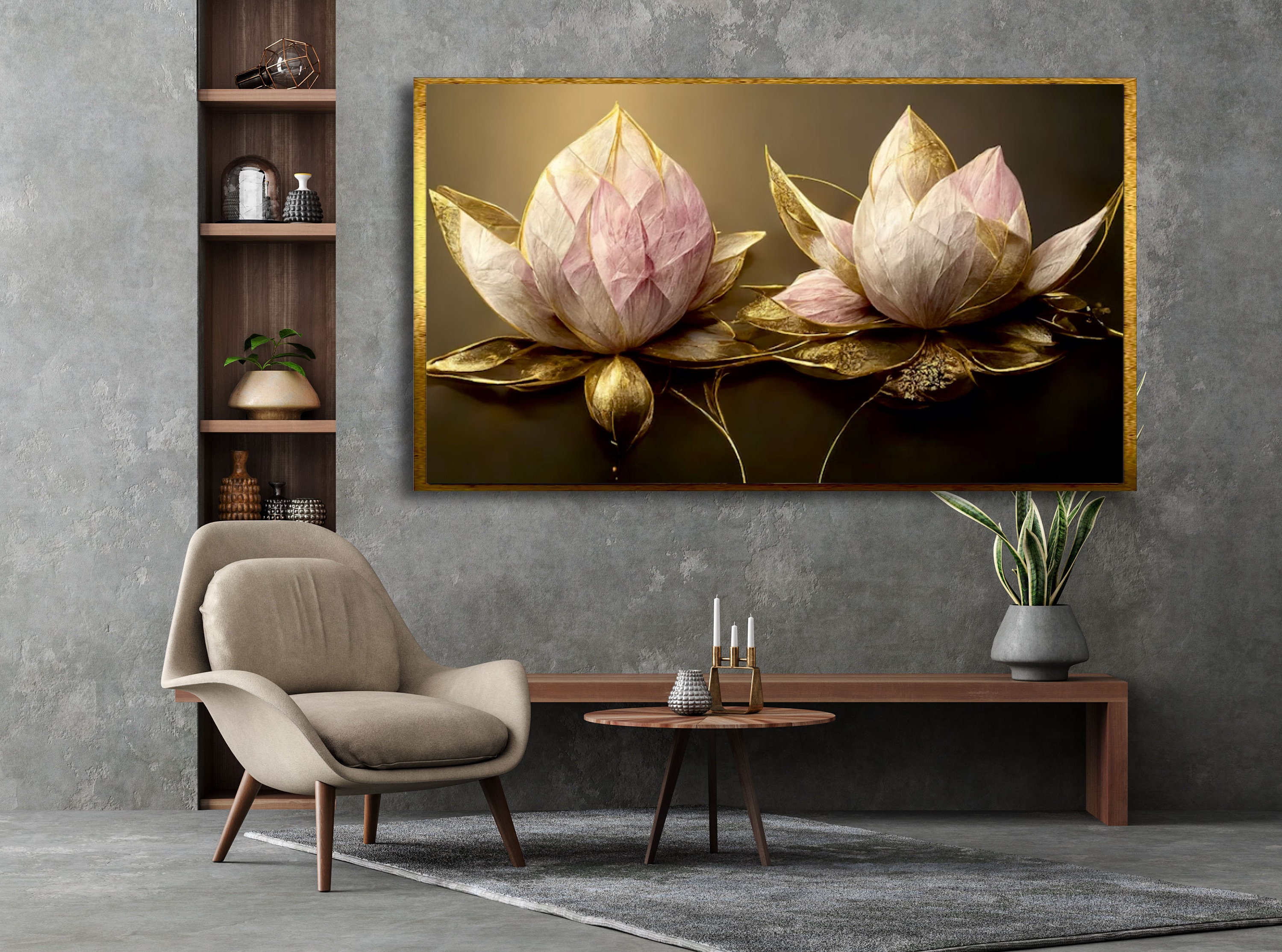 Lotus Flower Wall Decoration, Lotus Flower Canvas Wall Art, Lotus ...