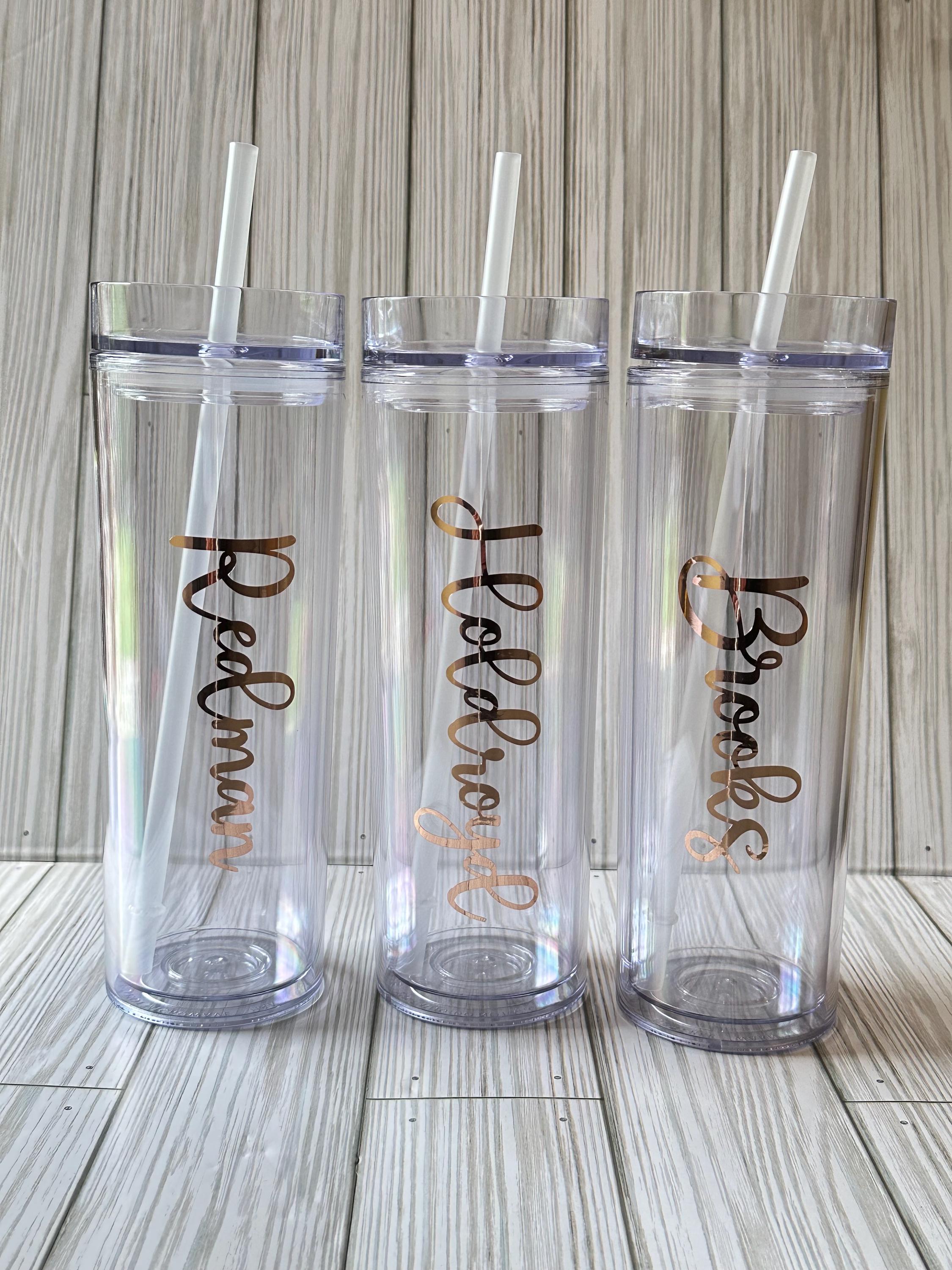 Clear Acrylic Tumbler With Lid & Straw - Personalized Skinny Tumbler ...