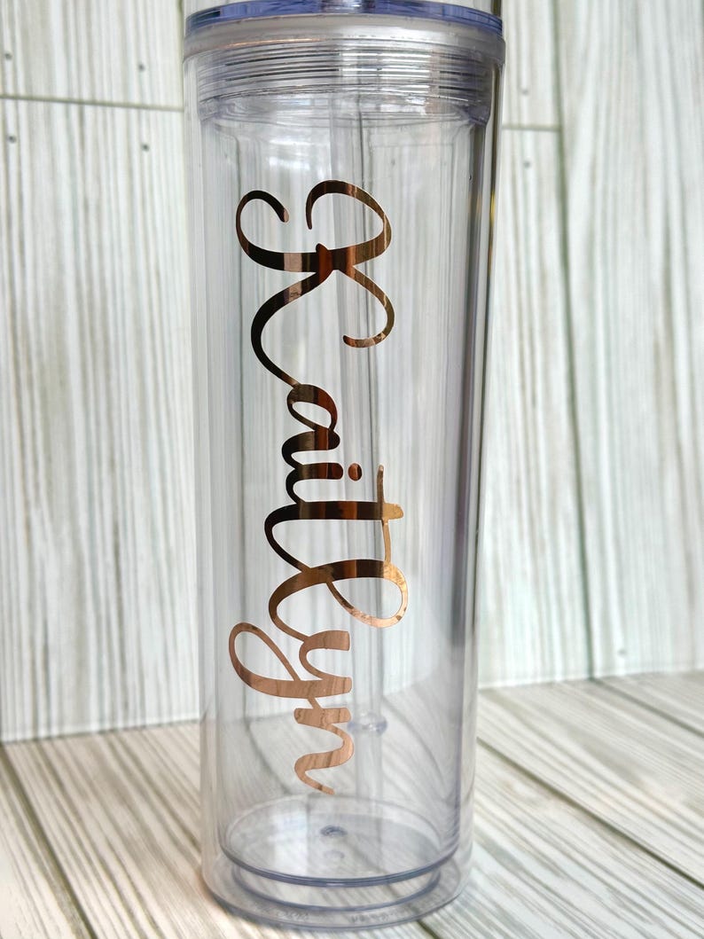 Clear Acrylic Tumbler With Lid & Straw - Personalized Skinny Tumbler ...