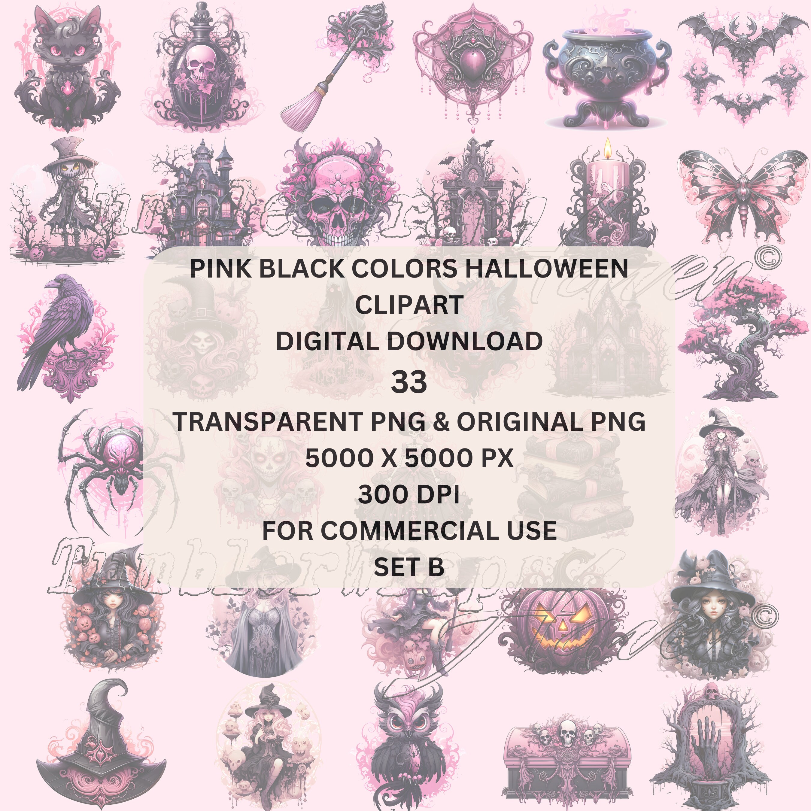 Pink Black Anime Style Colors Clipart PNG Set 33 Halloween - Etsy