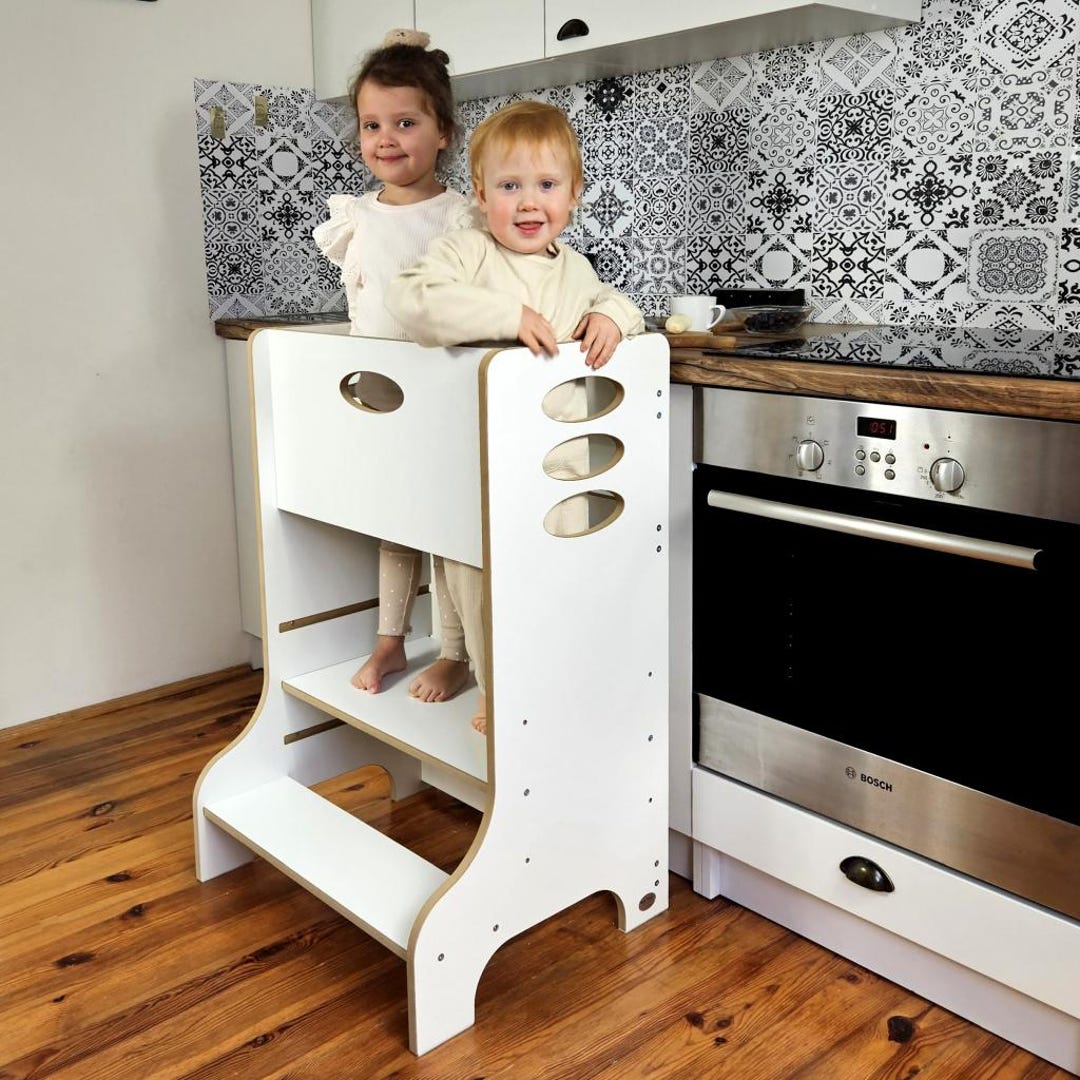 Double Kitchen Helper, Kids Helper for Siblings, Montessori Learning ...