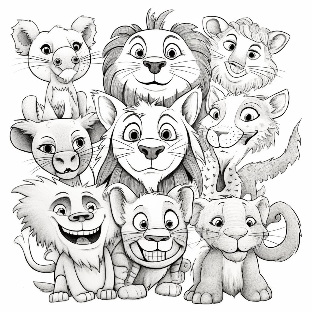 Dibujo para colorear "reino animal" para niños - Etsy España