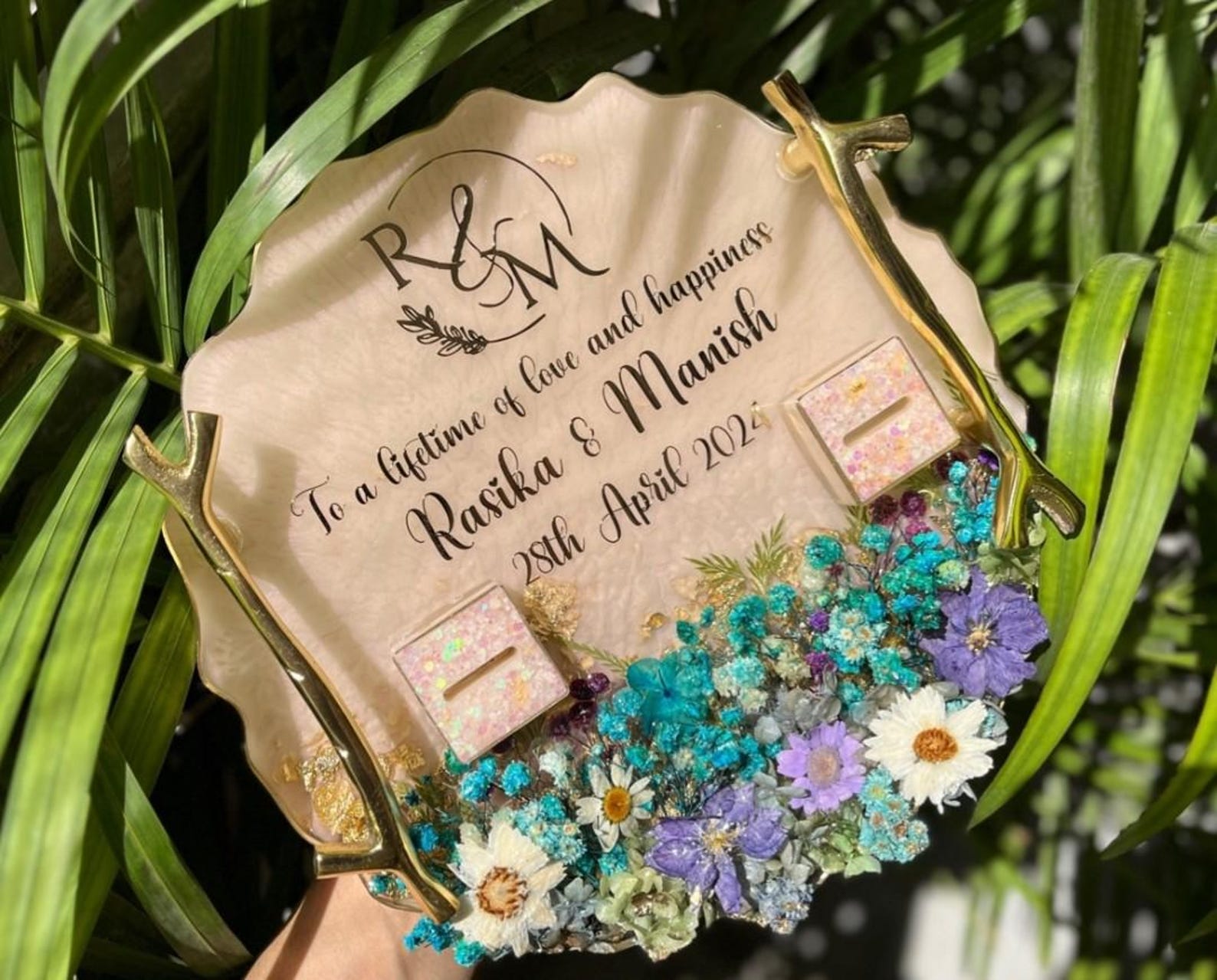 Stunning Engagement Platter With Ring Holders | Personalized Couple ...