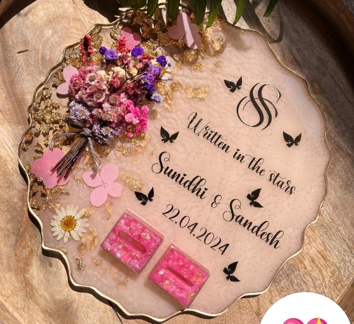 Stunning Engagement Platter With Ring Holders | Personalized Couple ...