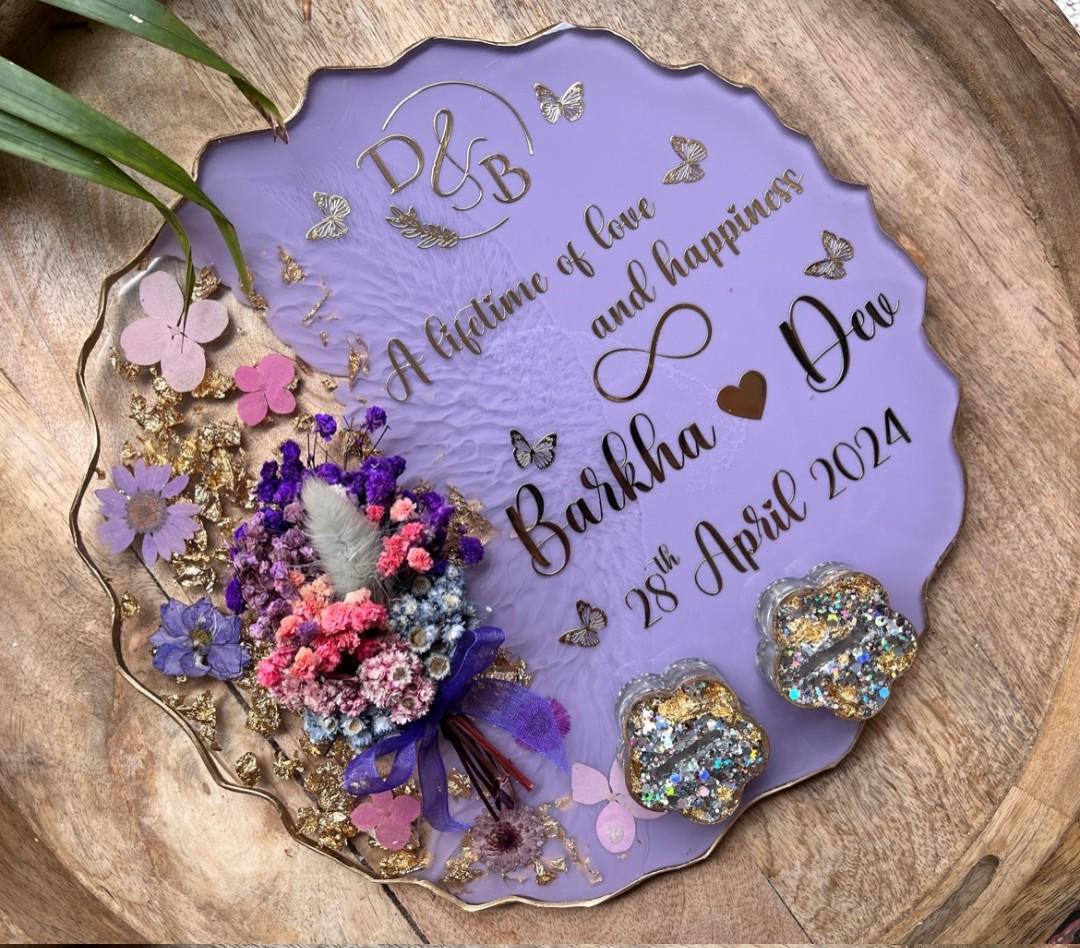 Stunning Engagement Platter With Ring Holders | Personalized Couple ...