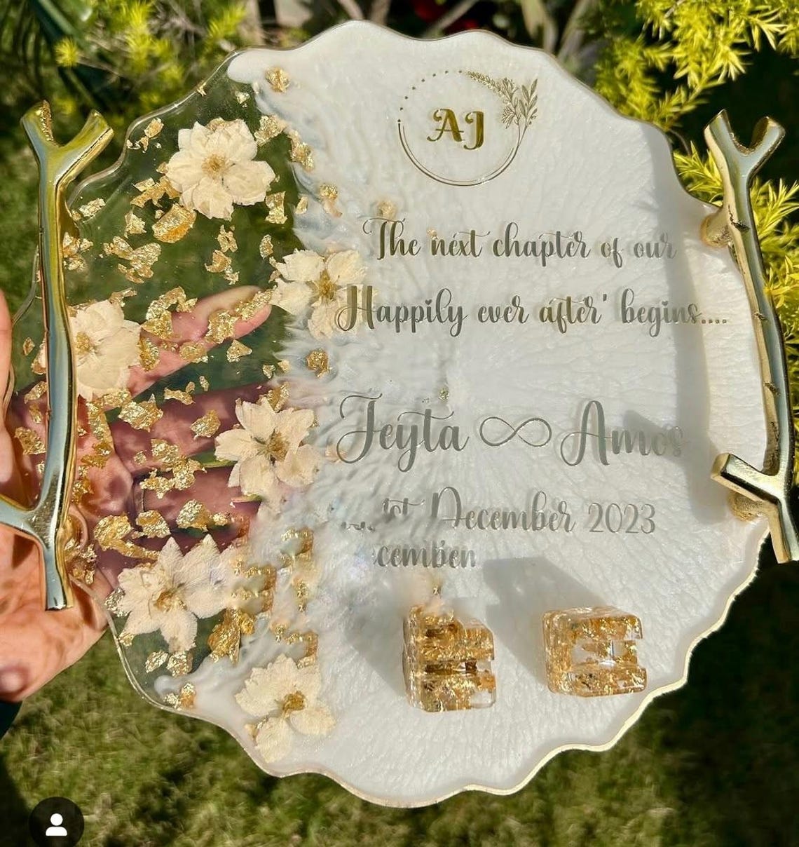 Stunning Engagement Platter With Ring Holders | Personalized Couple ...