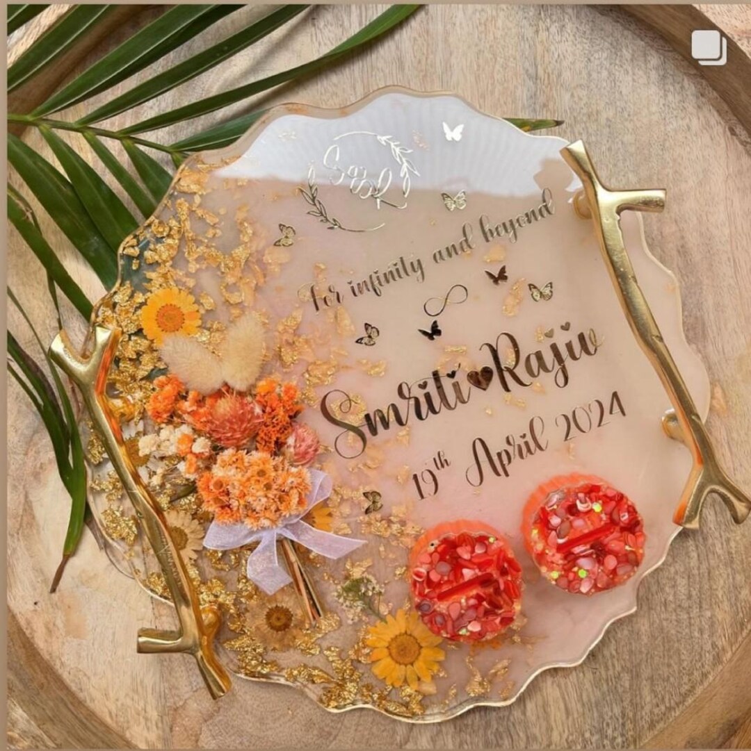 Stunning Engagement Platter With Ring Holders | Personalized Couple ...