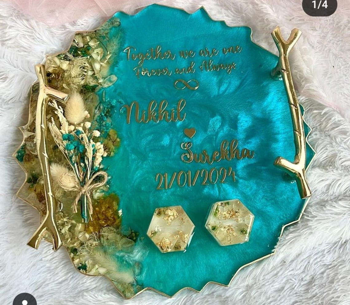 Stunning Engagement Platter With Ring Holders | Personalized Couple ...
