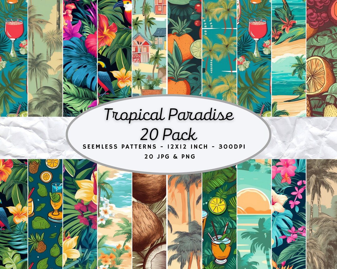 Seemless Tropical Digital Paper : Printable, Scrapbook, Patterns, and ...