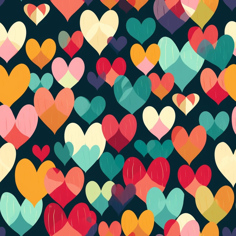 Seemless Hearts Digital Paper : Printable Scrapbook - Etsy