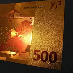 Gold 500 Euro Note Complete With Certificate of Authenticity Five ...