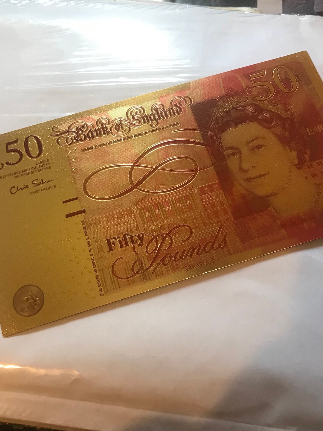 Gold Fifty Pounds Note Complete With Certificate of Authenticity 50 ...