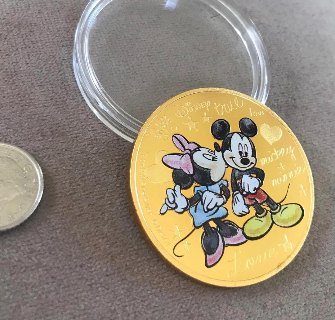 Mickey Mouse and Mini Mouse Gold Coin Gold Plated Coin Comes in a ...