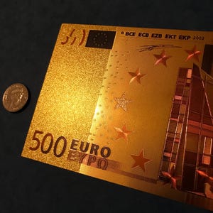 Gold 500 Euro Note Complete With Certificate of Authenticity Five ...