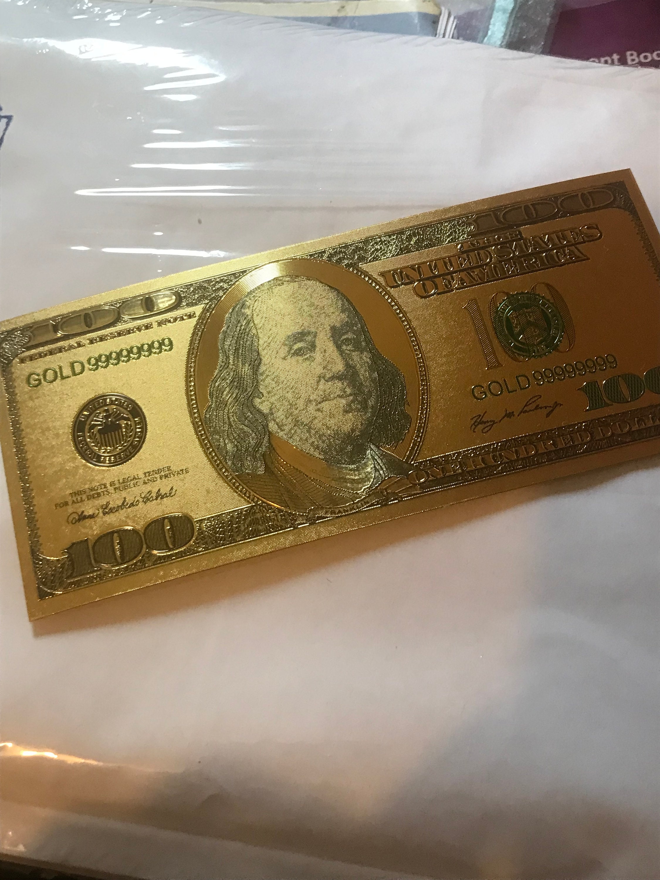 Gold 100 Dollar Bill Complete With Certificate of Authenticity One ...