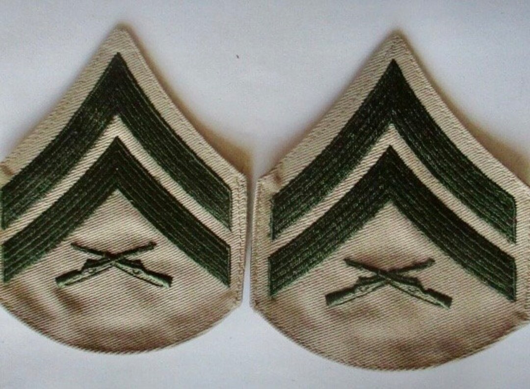 Pair of US Marine Corps Corporal Patch E-4 Chevron USMC Khaki - Etsy