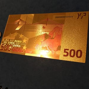 Gold 500 Euro Note Complete With Certificate of Authenticity Five ...