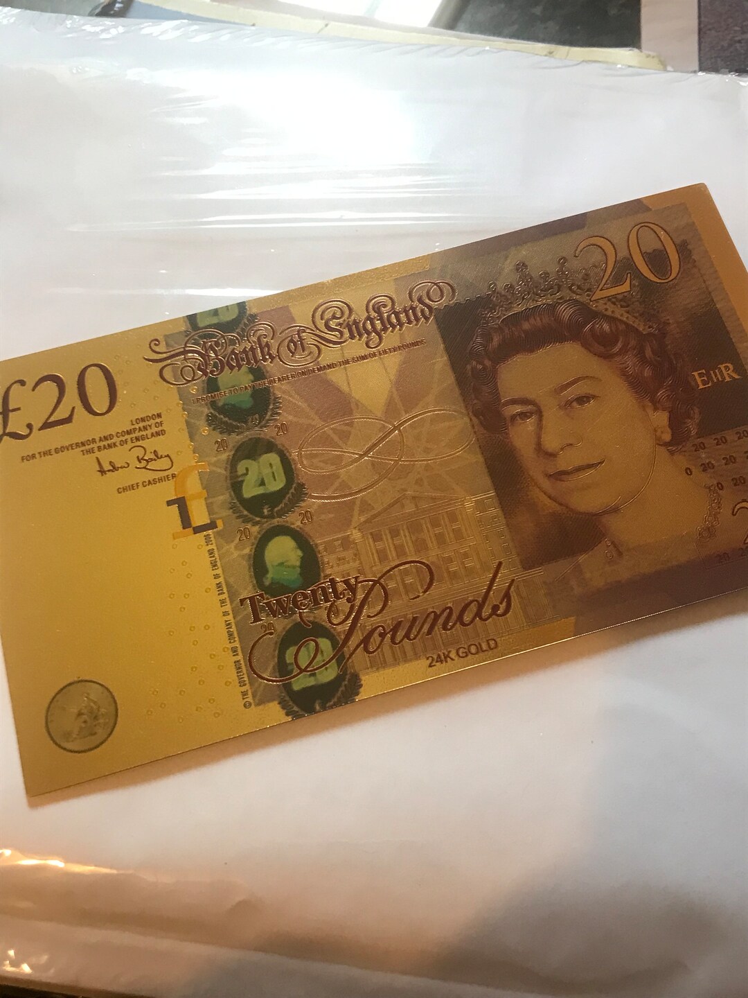 Gold Twenty Pounds Note Complete With Certificate of Authenticity 20 ...
