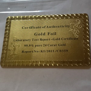 Gold 100 Dollar Bill Complete With Certificate of Authenticity One ...