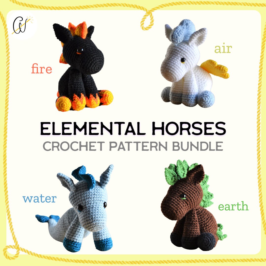 Crochet Pattern Bundle Four Elements Horse Amigurumi Pattern Bundle ...