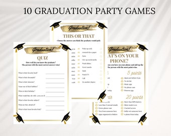 Rose Gold Graduation Games Bundle for Her Editable Grad Party - Etsy
