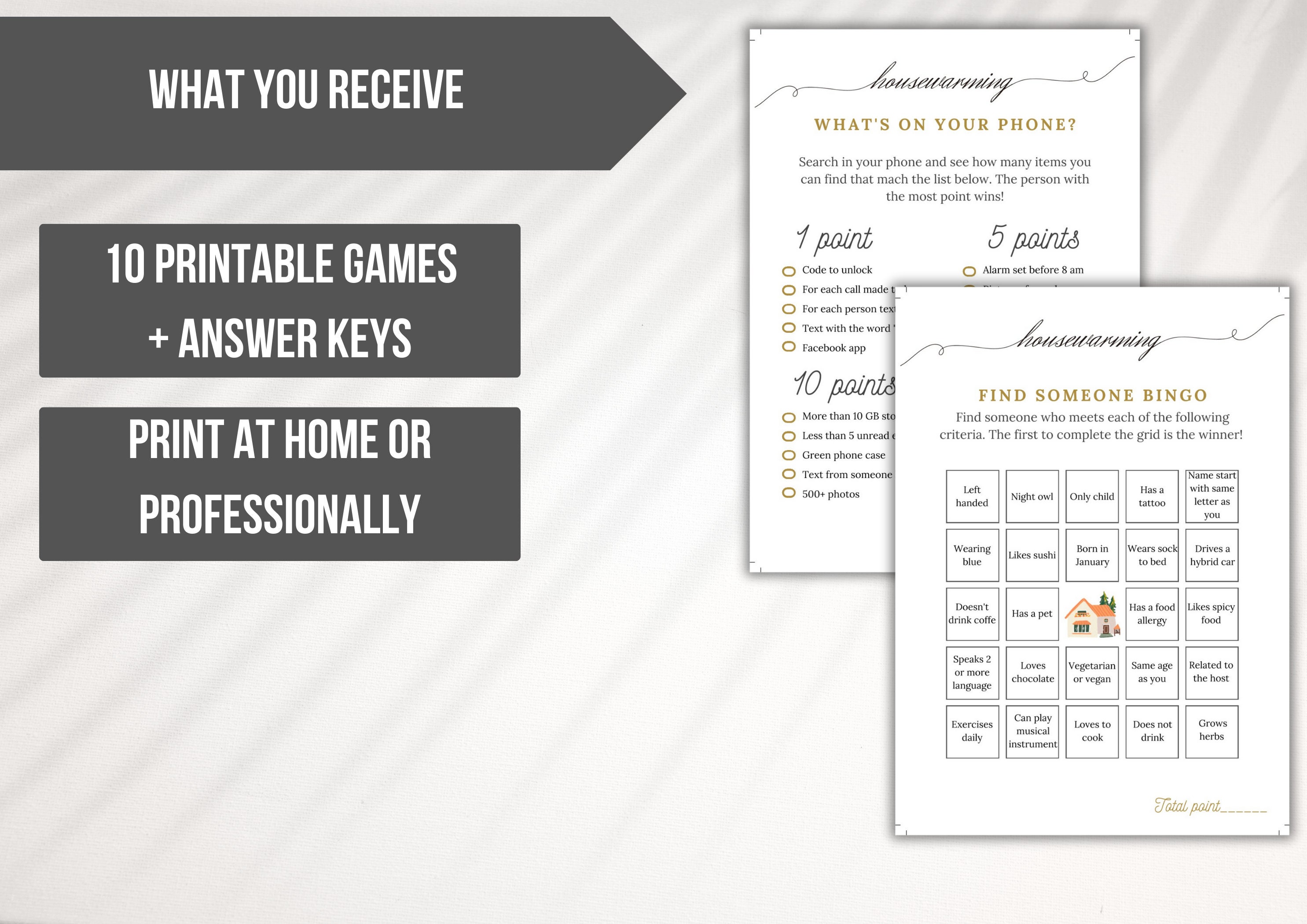 Housewarming Game Bundle Minimalist Printable Games Housewarming Ideas ...