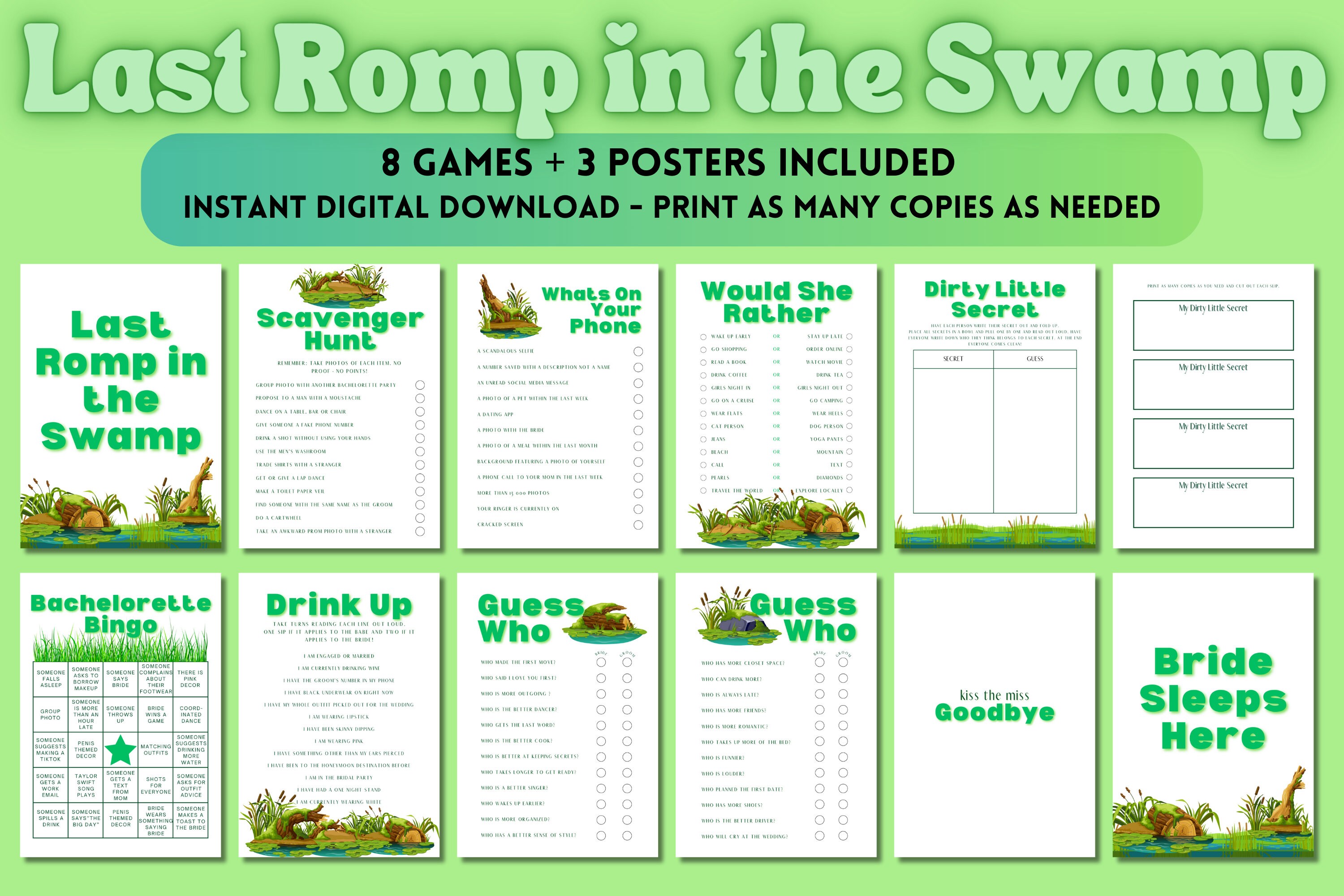 Last ROMP in the SWAMP Bachelorette Multi Game Pack - Etsy