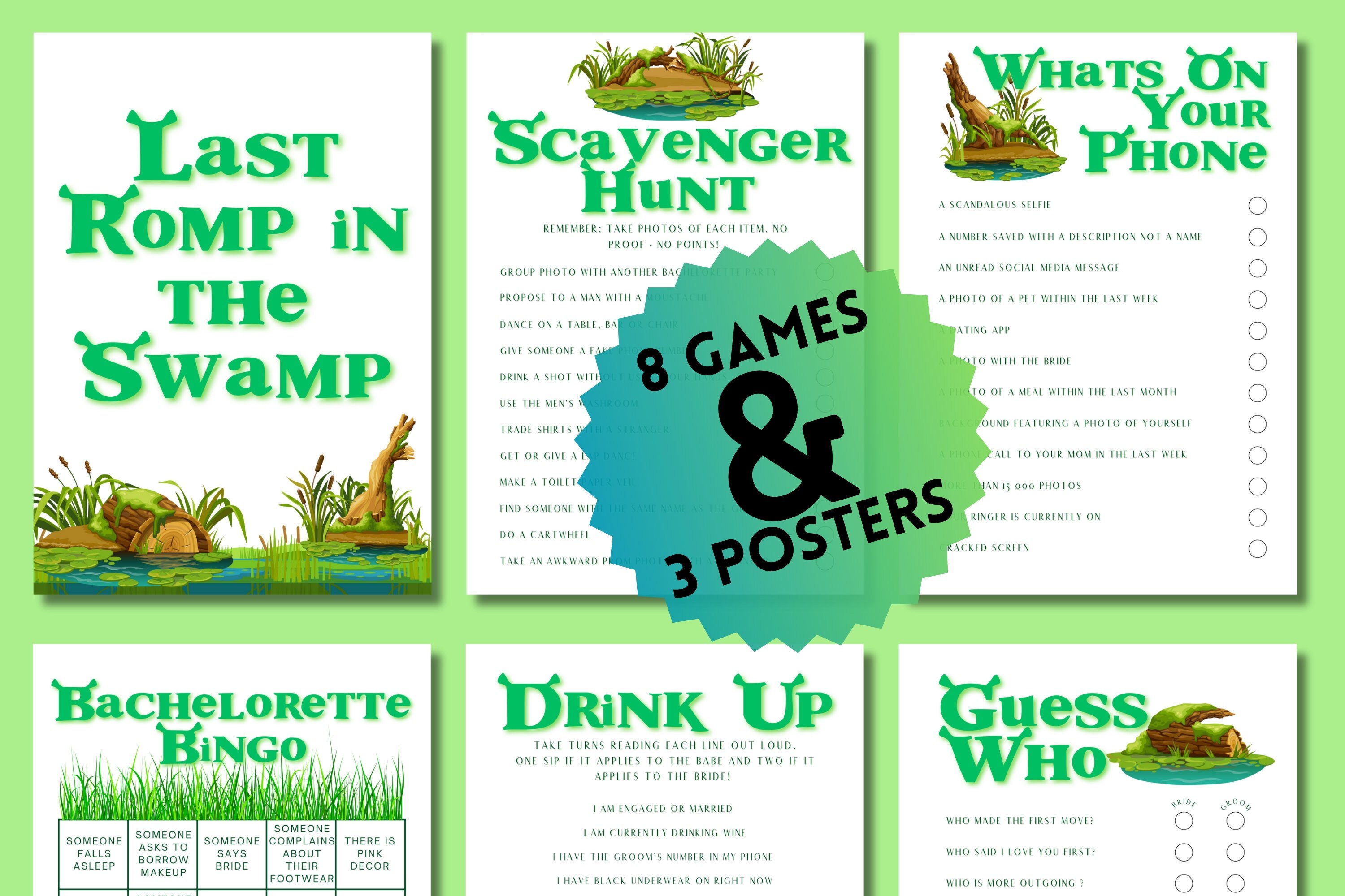 Last ROMP in the SWAMP Bachelorette Multi Game Pack - Etsy