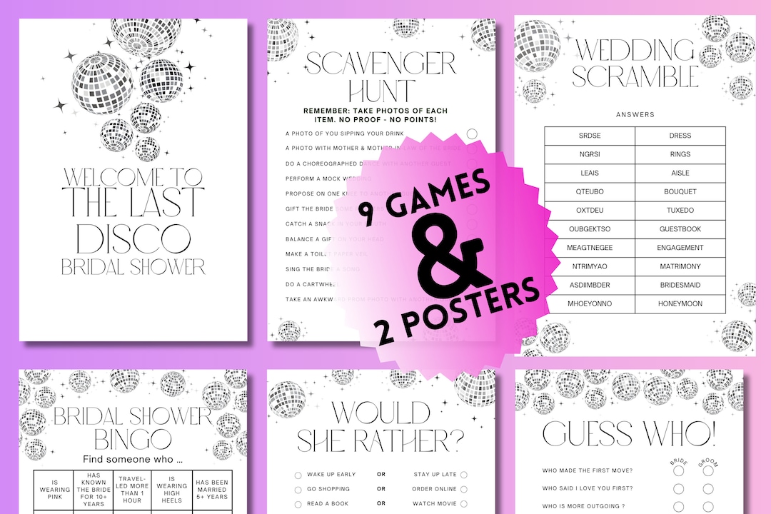 The Last Disco - DISCO BRIDAL SHOWER Multi Game Pack - Etsy