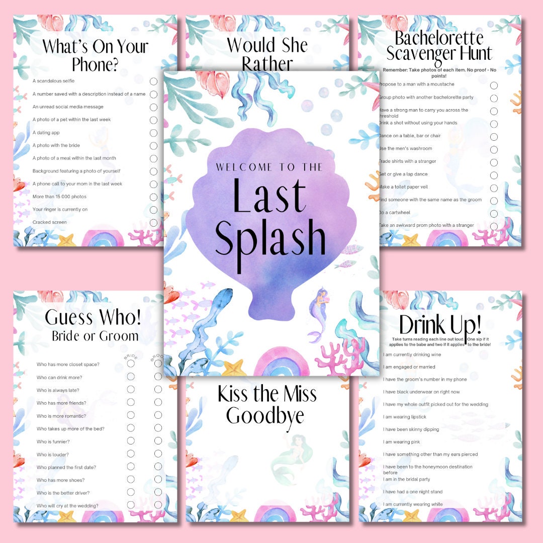The Last Splash - MERMAID Bachelorette Multi Game Pack - Etsy
