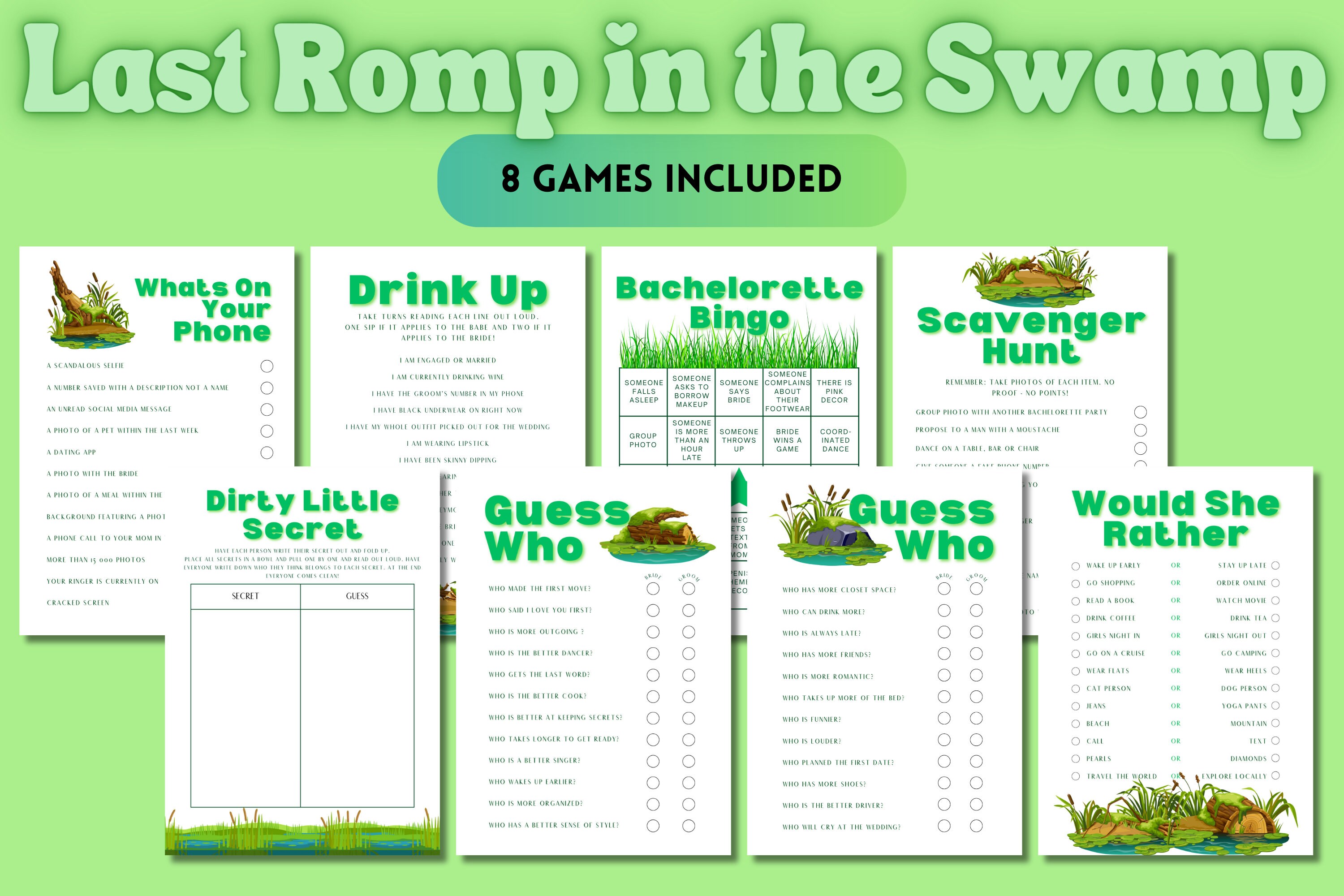 Last ROMP in the SWAMP Bachelorette Multi Game Pack - Etsy