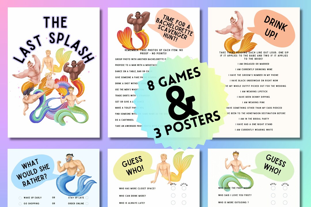 LAST SPLASH - Mermaid/merman - Bachelorette Multi Game Pack - Etsy