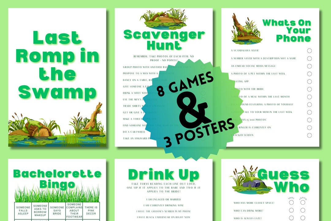 Last ROMP in the SWAMP- Bachelorette Multi Game Pack - Etsy