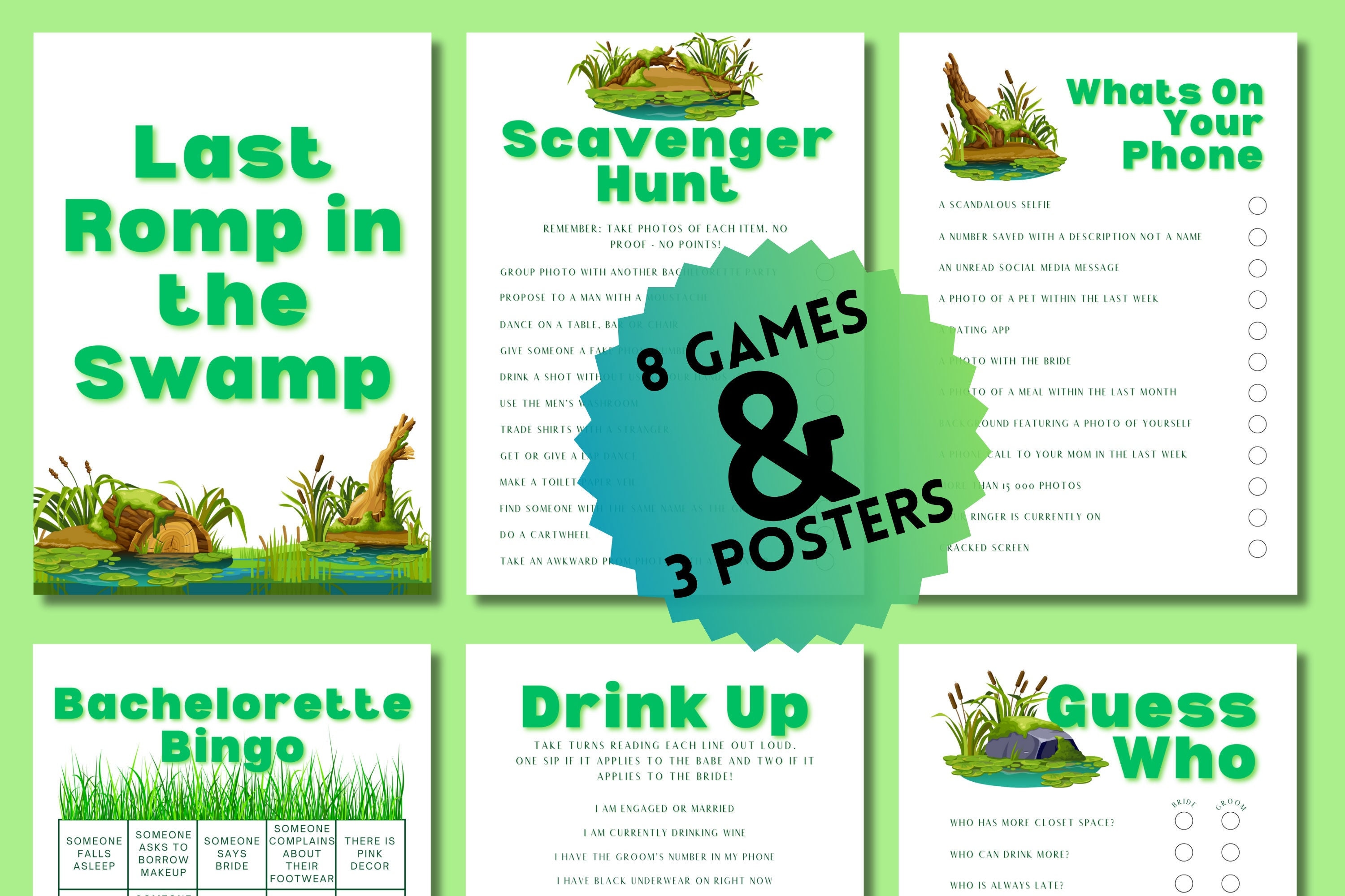 Last ROMP in the SWAMP Bachelorette Multi Game Pack - Etsy