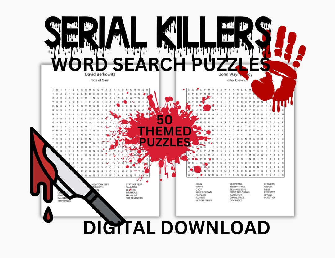 Serial Killers Word Search: 50 True Crime Puzzles (PDF) - Etsy Denmark