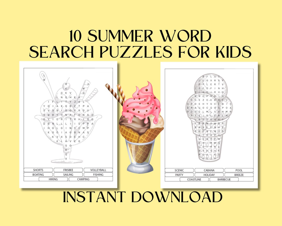 Summer Word Search for Kids, Fun Word Search, Ice Cream Shaped Word ...
