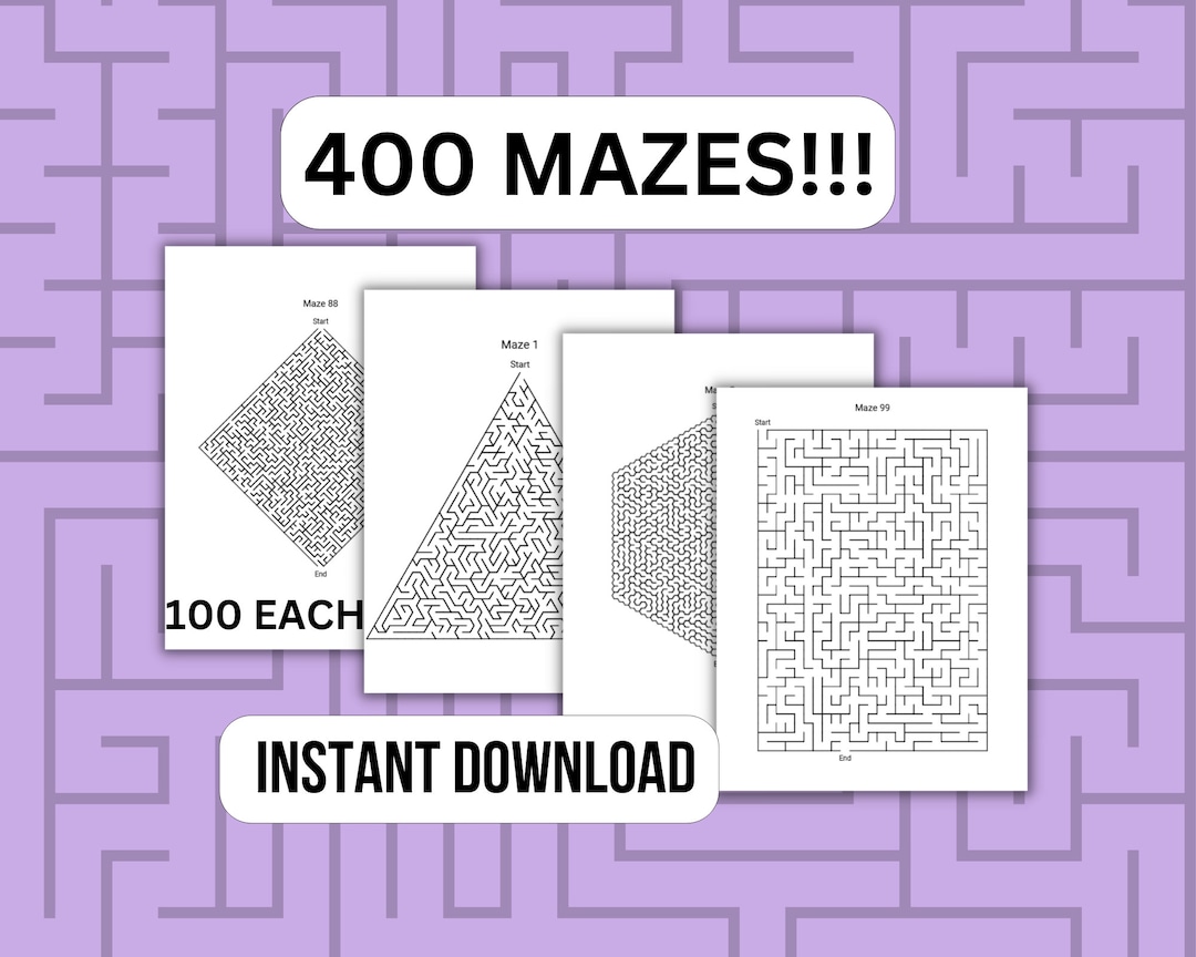 400 Printable Mazes for Older Kids, Teens, and Adults, Triangle Mazes ...