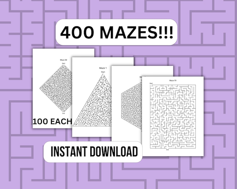 400 Printable Mazes for Older Kids, Teens, and Adults, Triangle Mazes ...