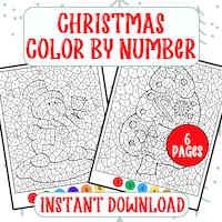 Holiday & Winter Color by Number Printable Download, Christmas Holiday ...