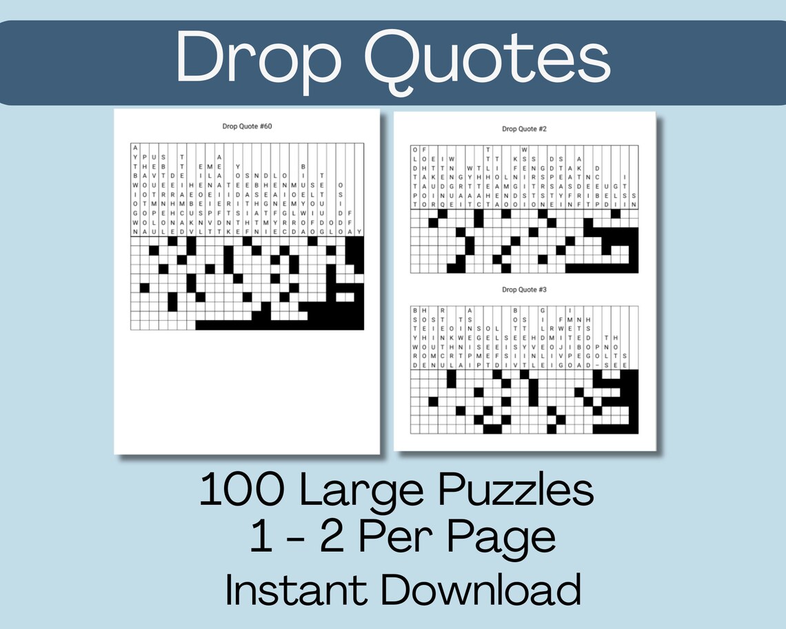 100 Drop Quote Puzzles: Fallen Phrases Game (instant Download) - Etsy