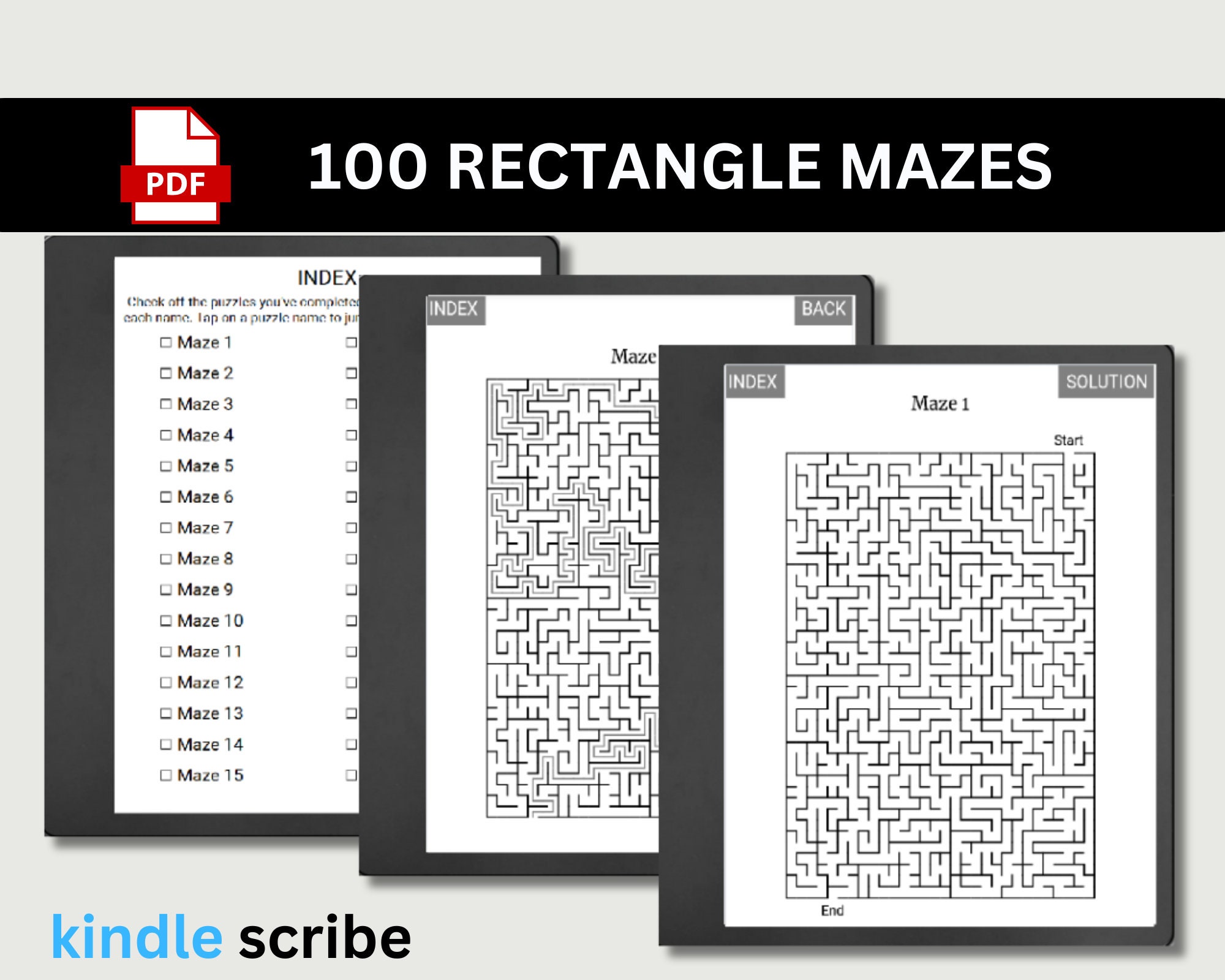 Kindle Scribe Maze Puzzle Bundle: 200 Interactive Mazes (digital ...