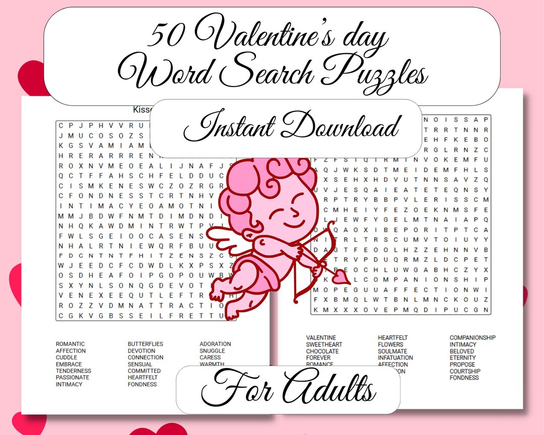 50 Valentine's Day Word Search Puzzles (digital Download) - Etsy