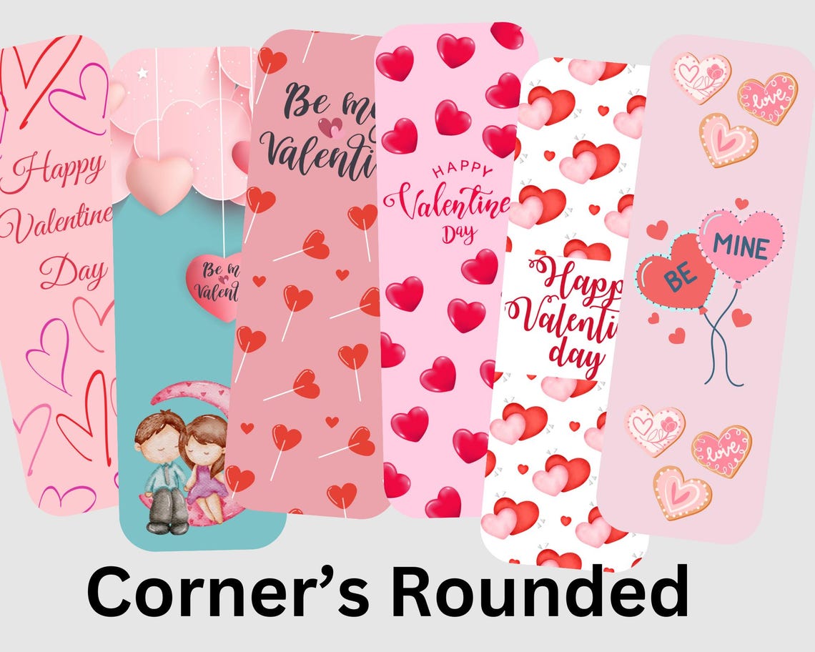 Valentine's Day Bookmarks | Set of 6 Cute Valentine Designs for Adults ...
