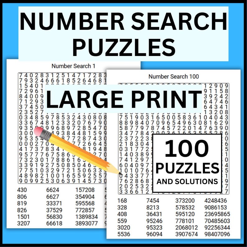Large Print Number Search Printable Puzzles for Seniors (PDF Download ...