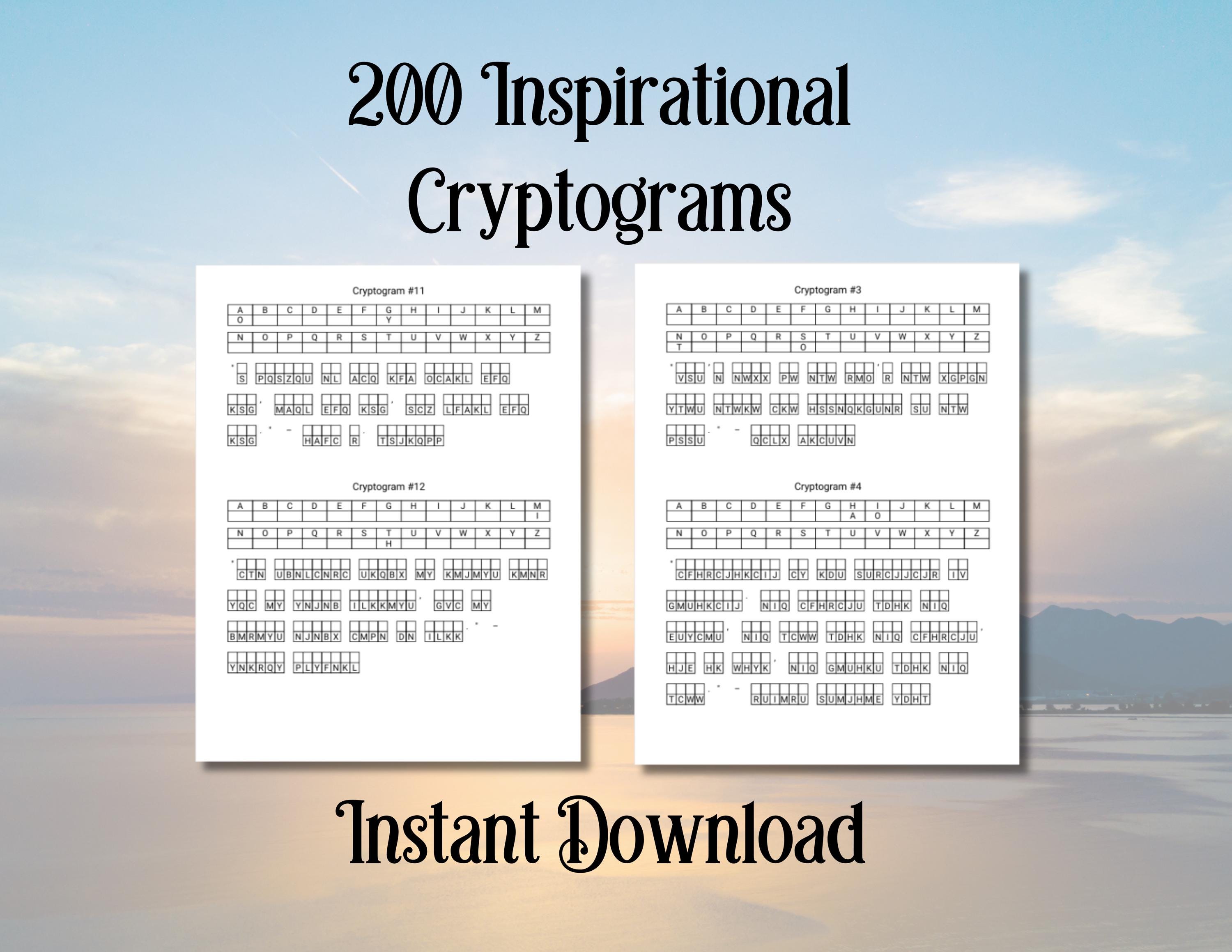 200 Inspirational Cryptograms: Printable Puzzle Book (PDF Download) - Etsy