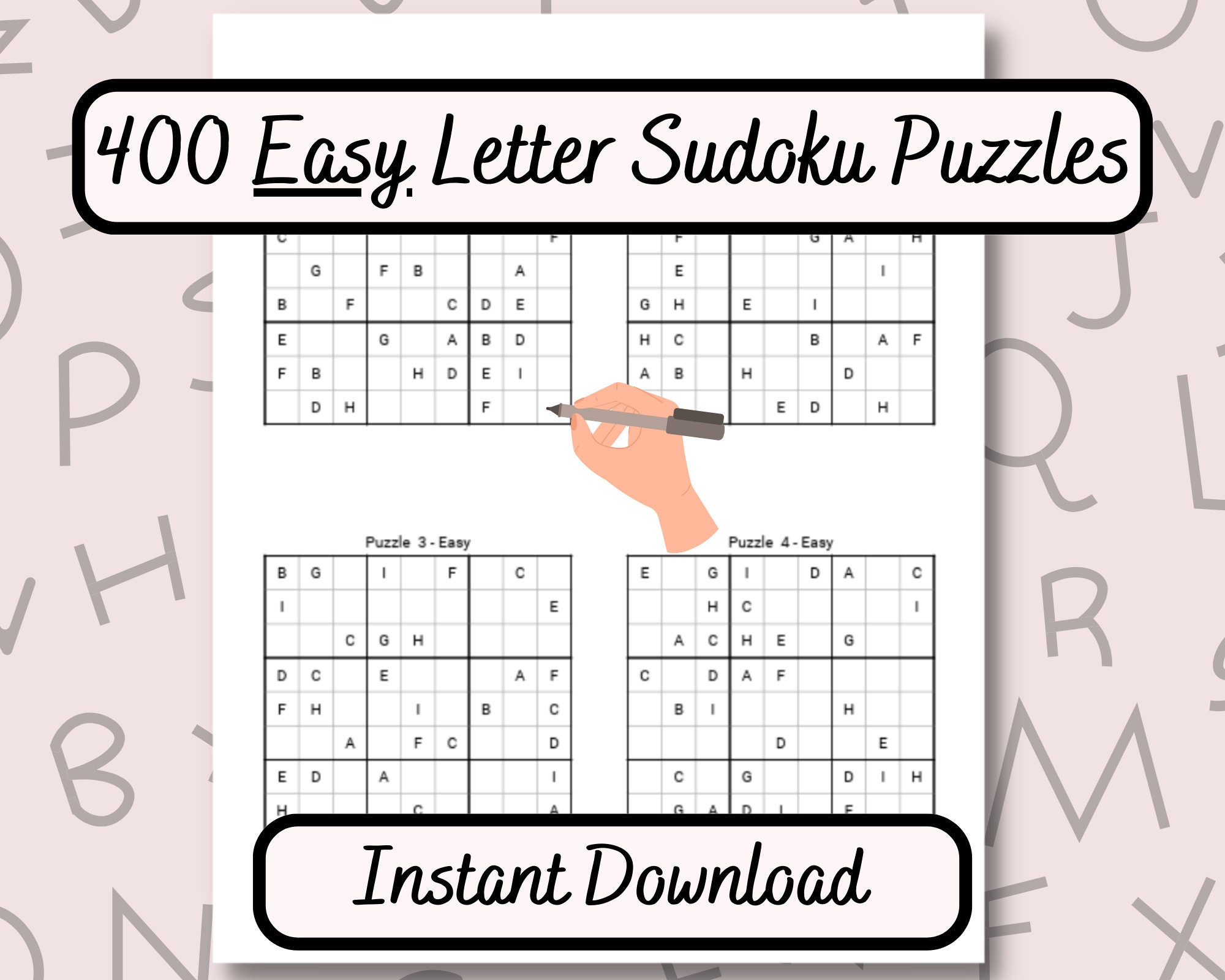 Letter Sudoku Puzzles, 400 Easy Letter Sudoku Puzzles, Sudoku Puzzles ...