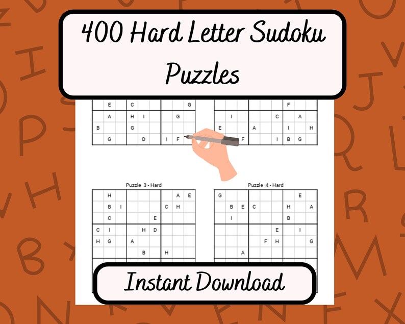 Letter Sudoku Puzzles, 400 Hard Letter Sudoku Puzzles, Sudoku Puzzles ...