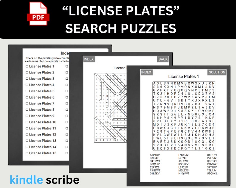 Number Search Puzzle Book, 100 License Plate Search Puzzles, Kindle ...